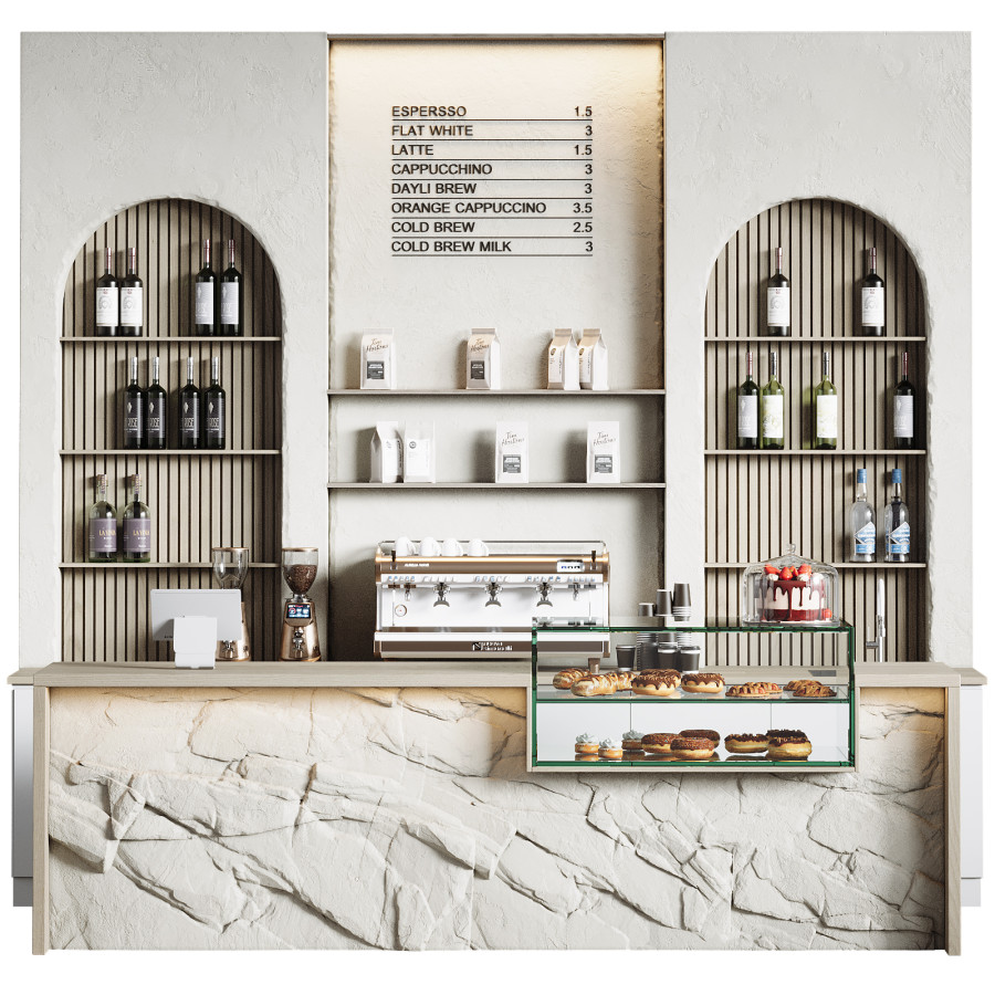 Coffee Bar 13 - 3D Model for VRay, Corona