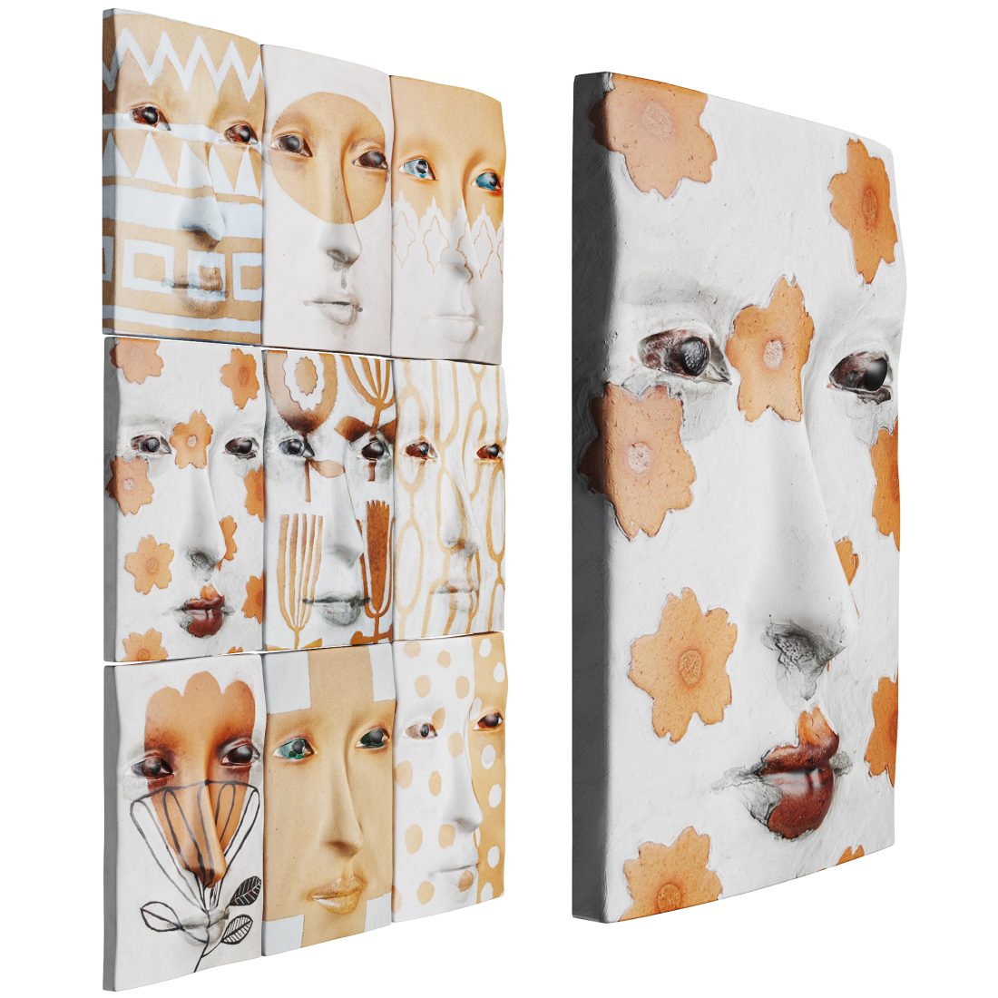 Louise Fulton Studio Wall Face 3D Panels - 3D Model for Corona