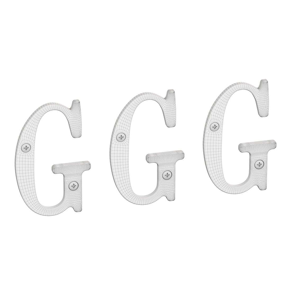 Letter G House Letters Solid Bright Brass - 3D Model for Corona