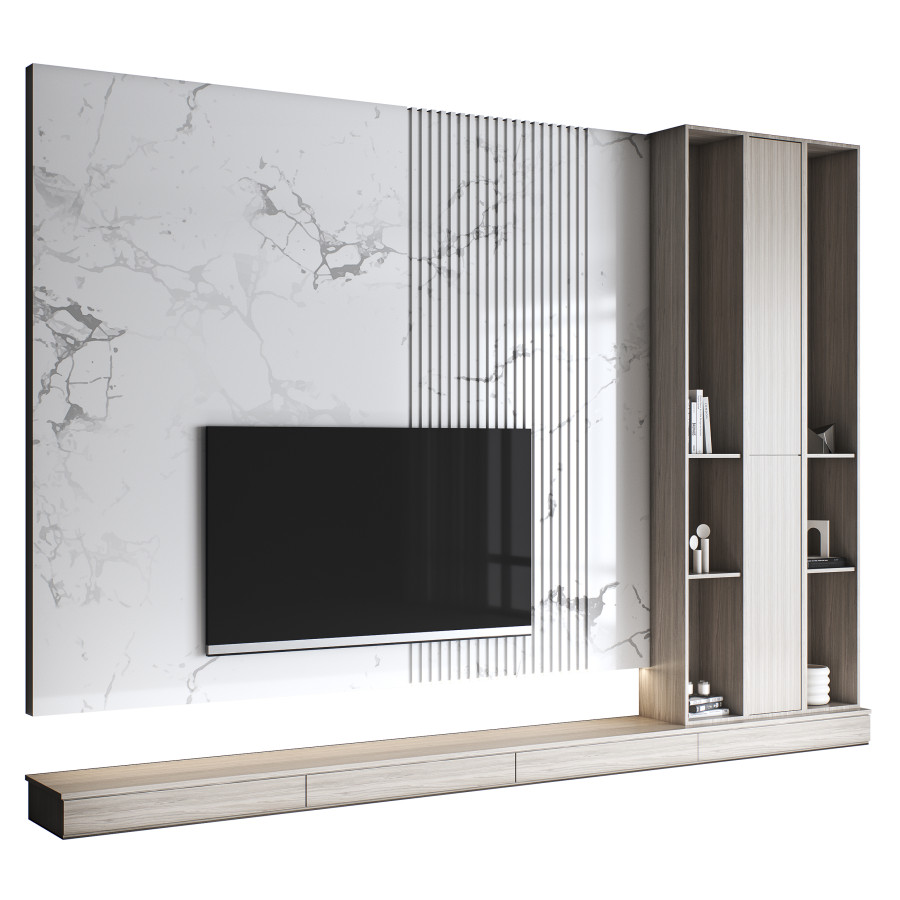 Tv Wall 04 3D Model for VRay, Corona | CGMood