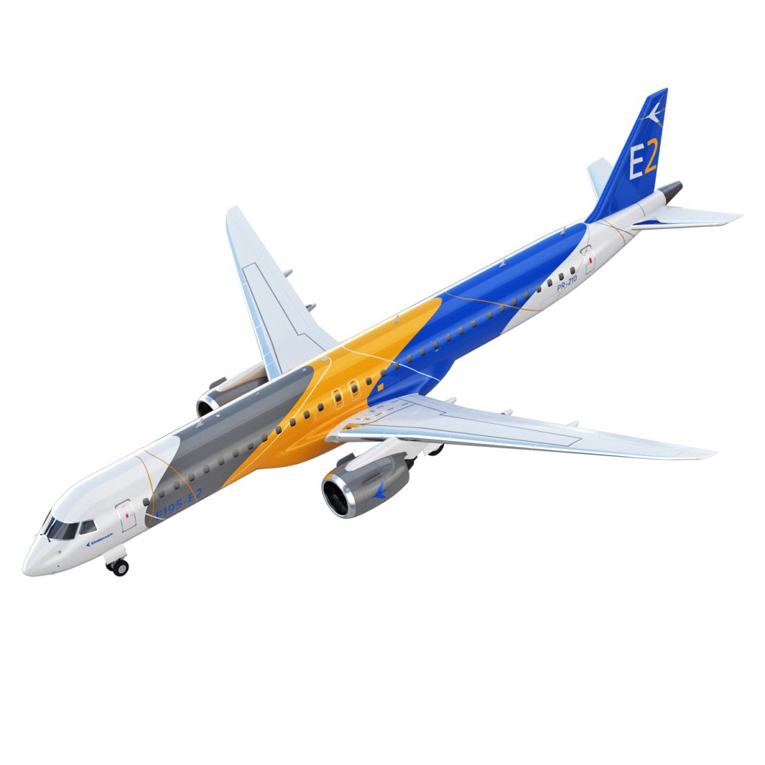 Embraer E195 E2 Aircraft - 3D Model for VRay, Corona
