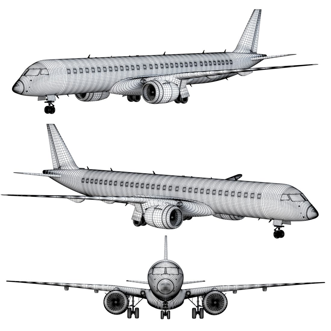 Embraer E195 E2 Aircraft - 3D Model for VRay, Corona