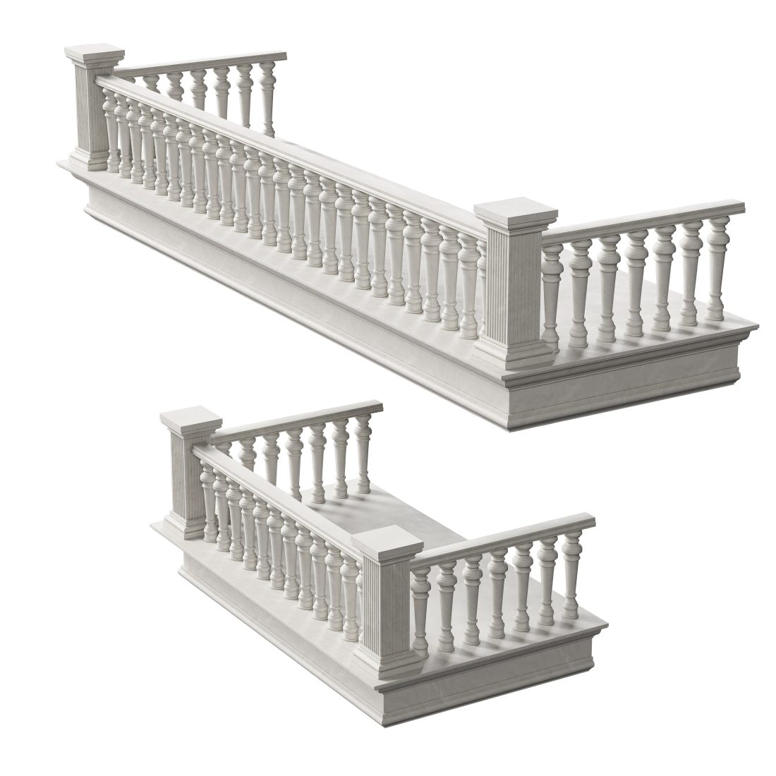 Classical Balcony With Marble Baluster Detailing 3D Model for VRay ...