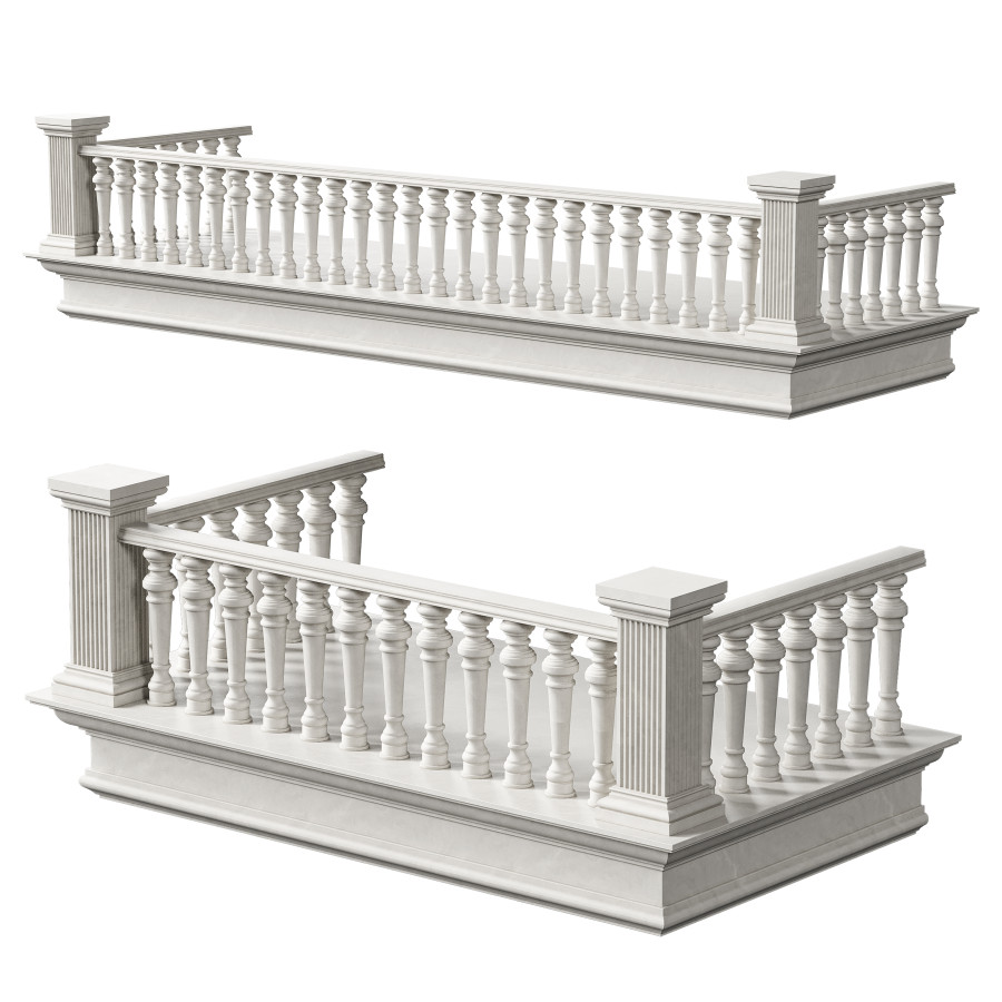 Classical Balcony With Marble Baluster Detailing 3D Model for VRay ...