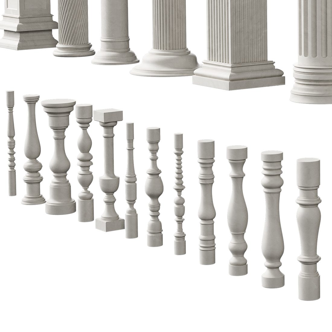 30 Columns & Balusters With Classic Design 3D Model for Corona | CGMood