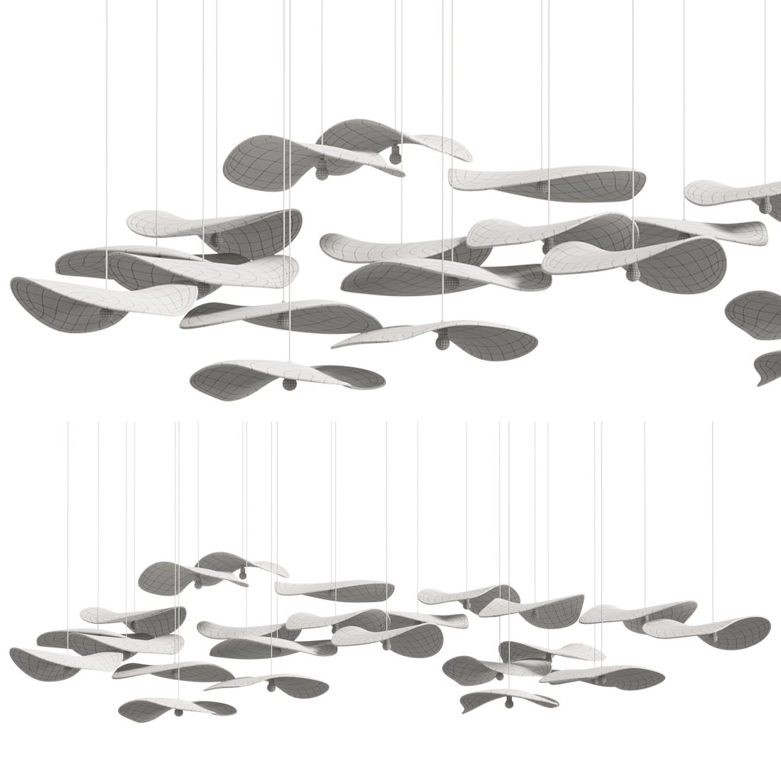 Wave Floating Leaf Chandelier 3D Model for VRay, Corona | CGMood