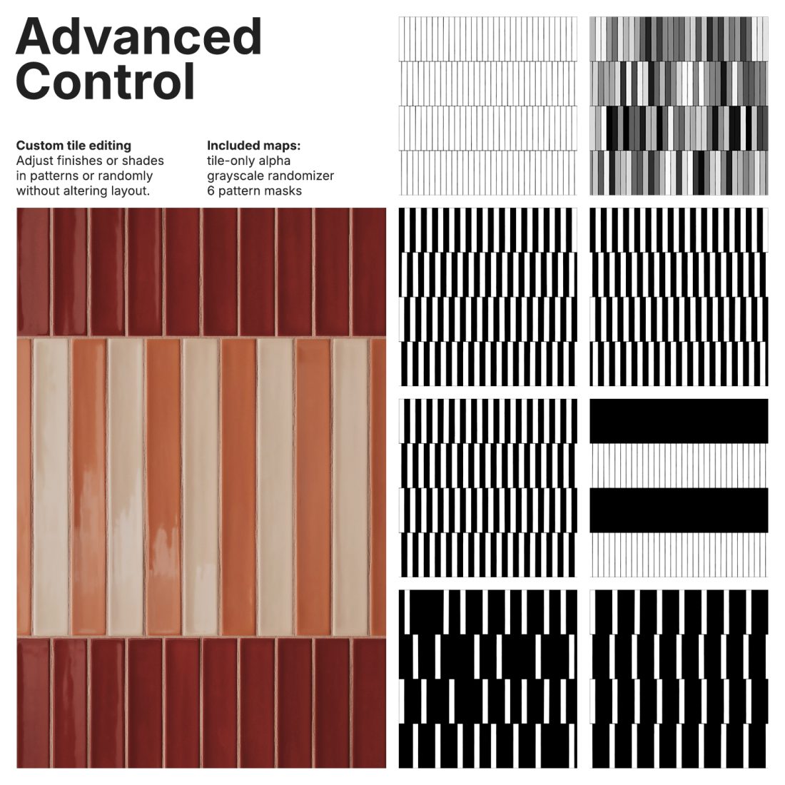 Elongated Subway Tile 2x16" Vertical Offset - 3D Model for VRay, Corona