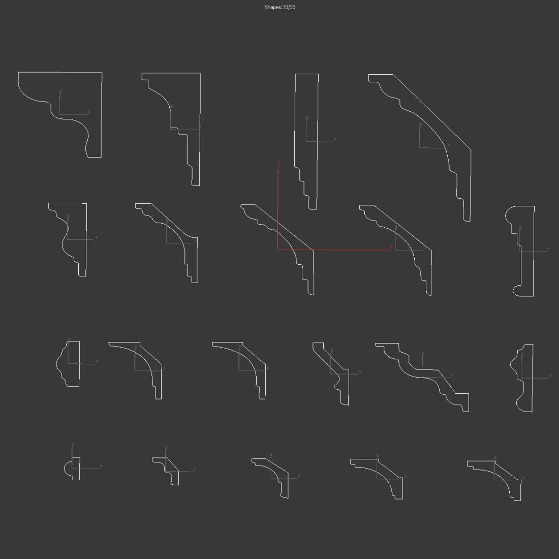 Set Of Profiles For Cornices And Moldings - 3D Model for VRay, Corona