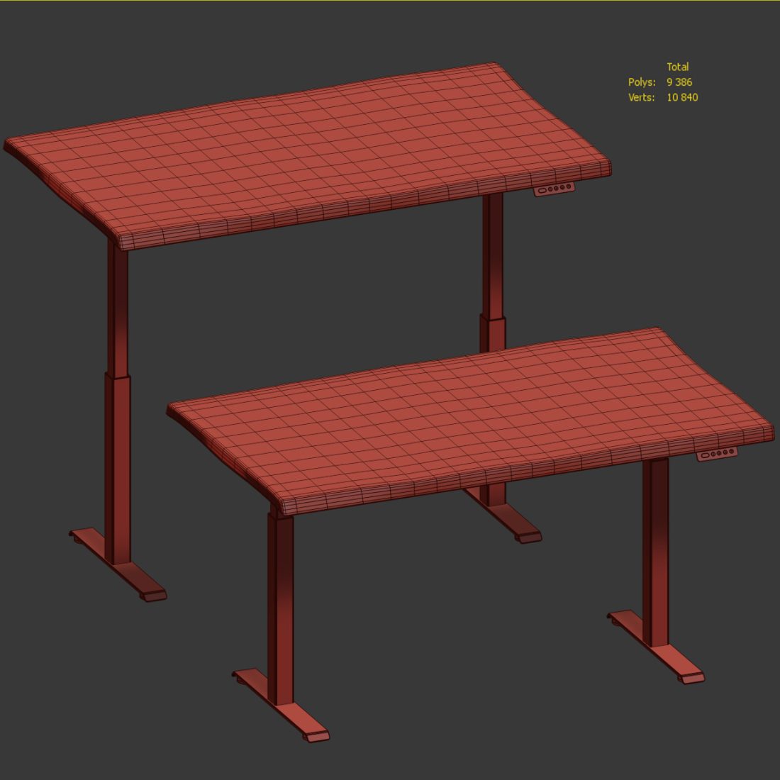 Elm Height Adjustable Table - 3D Model for VRay, Corona