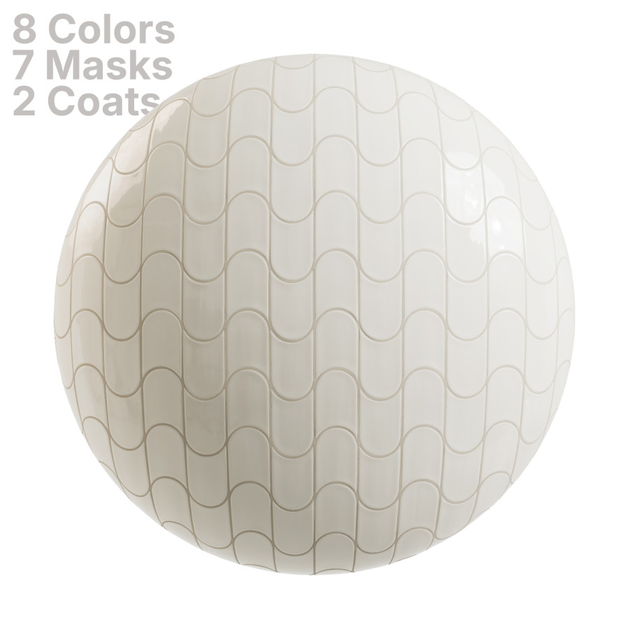 Elongated Crescent Tiles 3x5" Wave Texture / PBR Material | CGMood