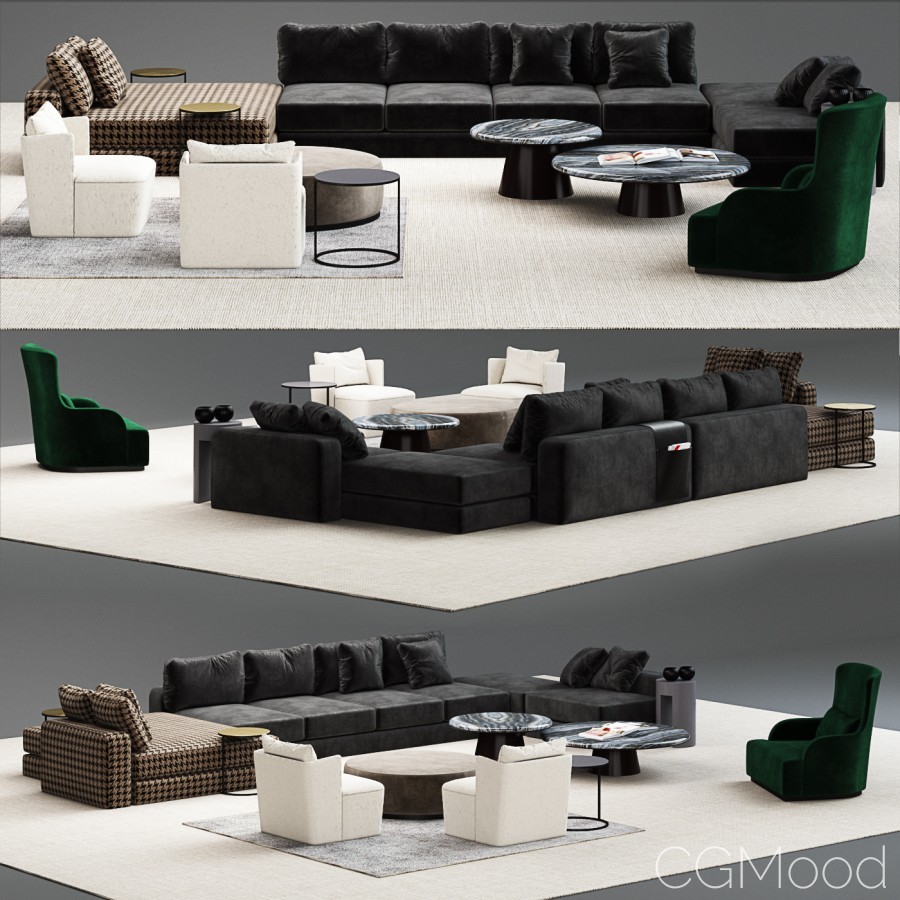 Meridiani Harold Modular Sofas Set - 3D Model for VRay