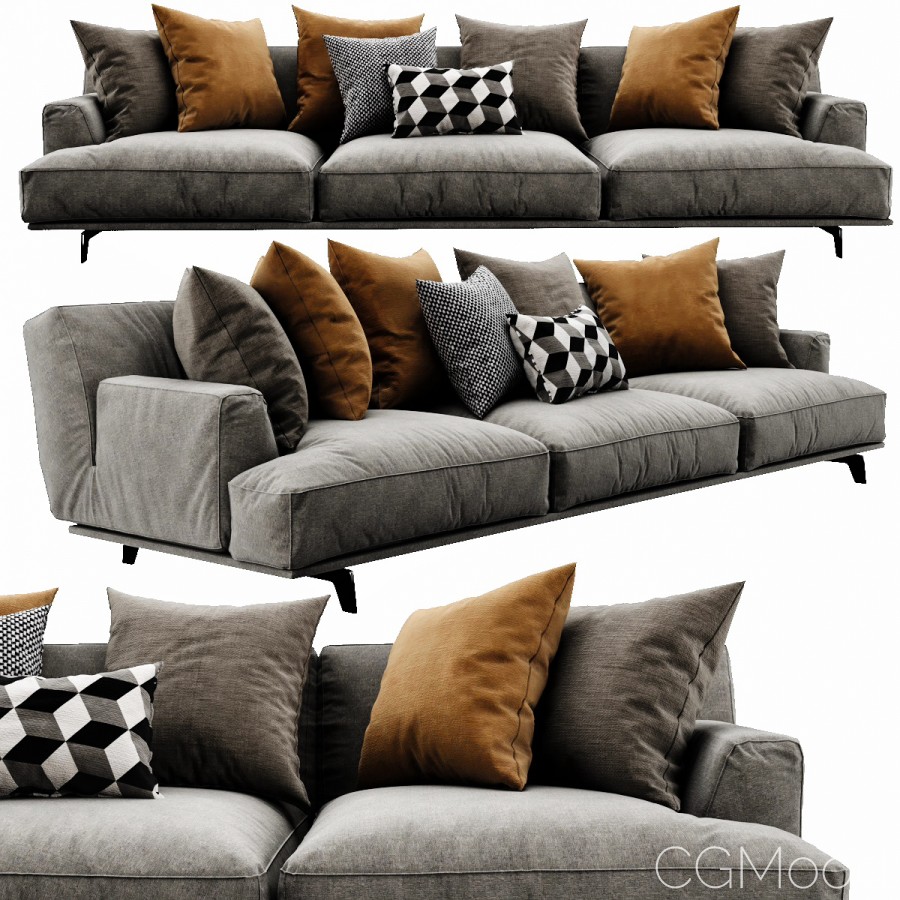 Poliform Tribeca 3 Seater - 3D Model for VRay, Corona