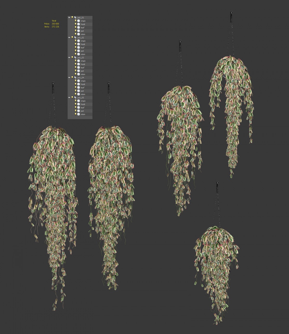 Potted Plant On A Chain 3D Model for VRay, Corona | CGMood