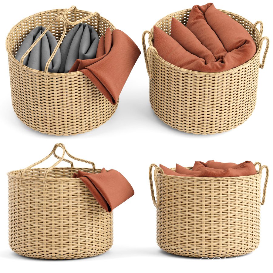 Basket With Blanket 3D Model for VRay | CGMood