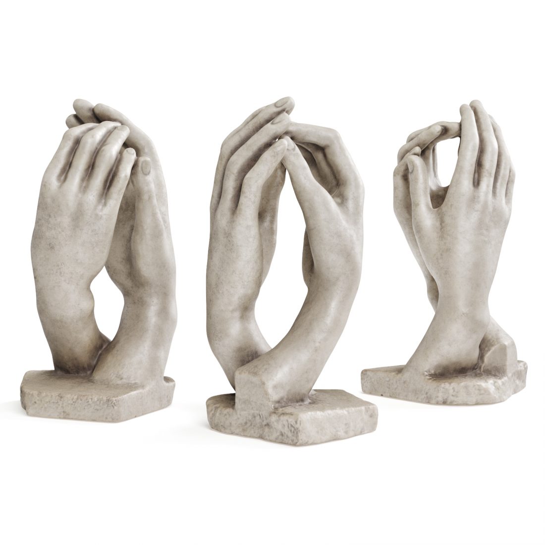 Hands Rodin Sculpture - 3D Model for VRay, Corona