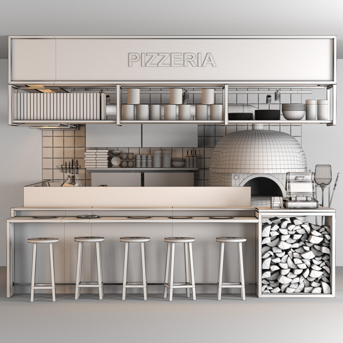 Pizzeria - 3D Model for Corona