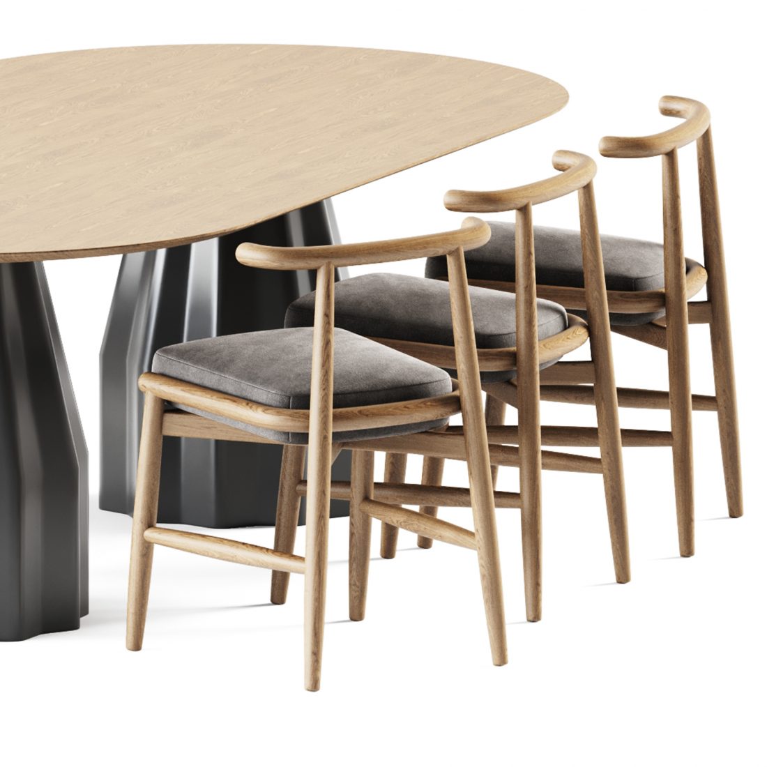 Wooden Burin Table By Viccarbe And Chair Emilia By - 3D Model for Corona