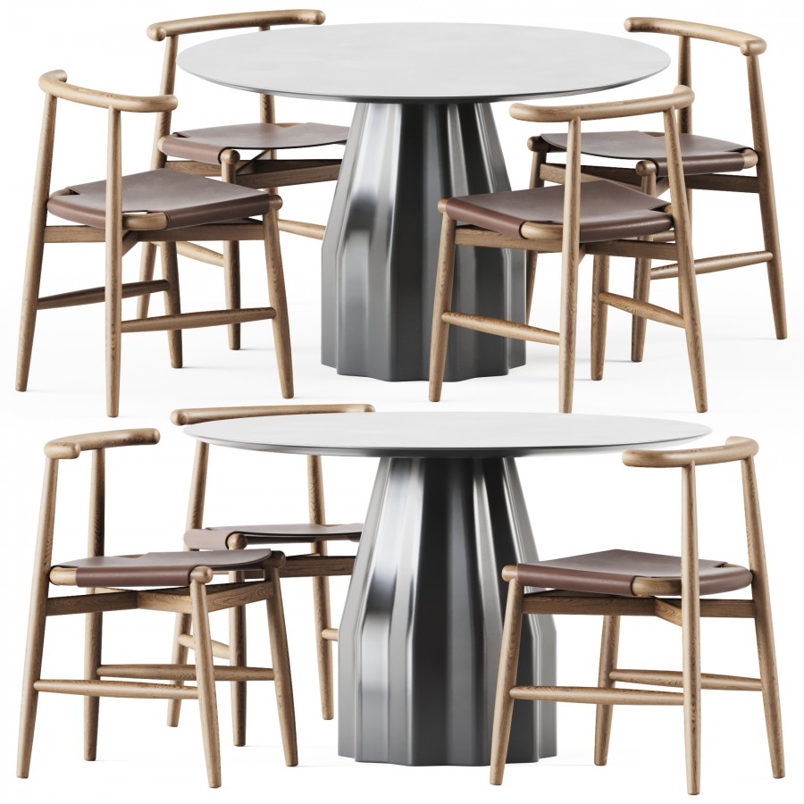 Burin Table D120 By Viccarbe And Chair Emilia Kuoi - 3D Model for Corona