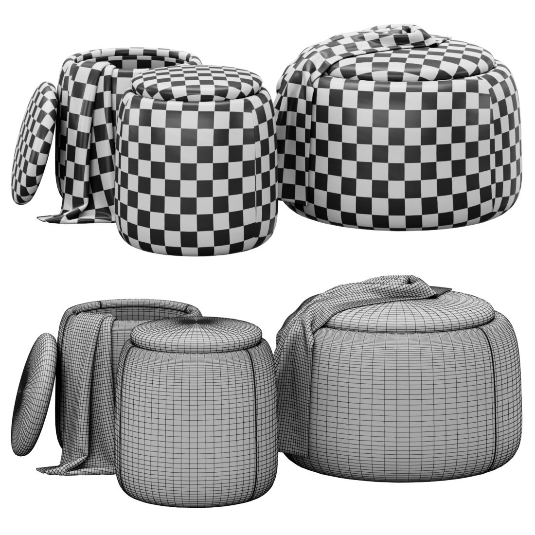 Dodd Storage Ottomans Set 3D Model for VRay | CGMood