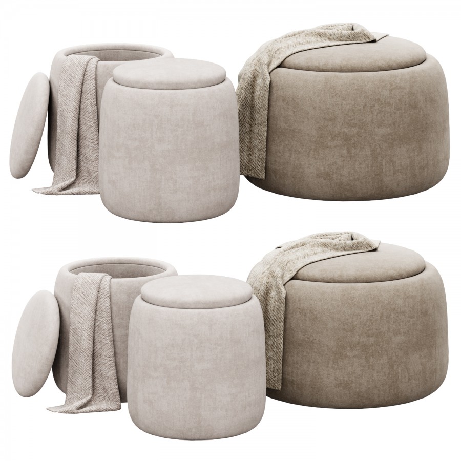Dodd Storage Ottomans Set 3D Model for VRay | CGMood
