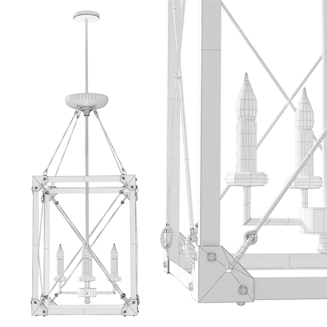 Modern Geometry Vertical Lantern - 3D Model for VRay