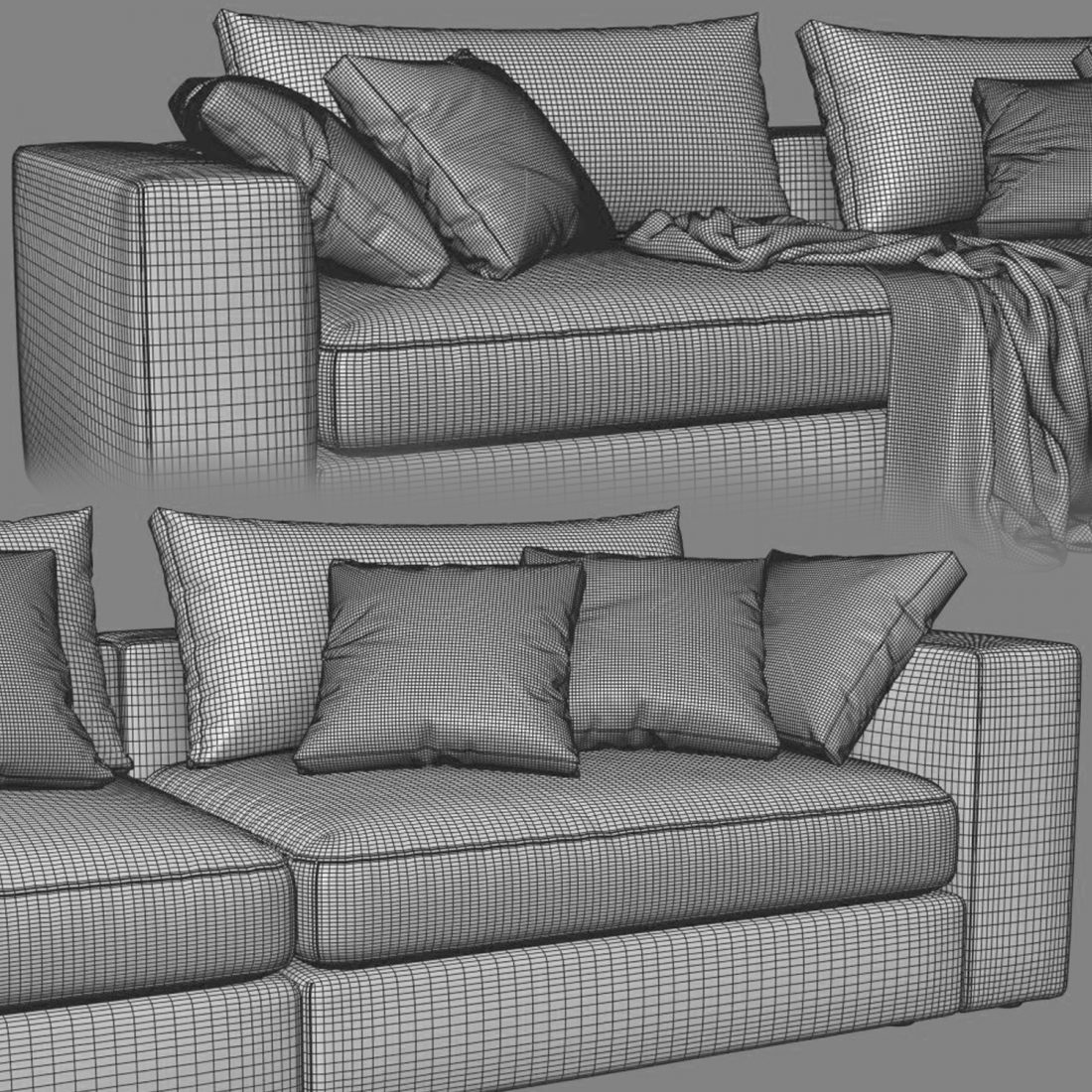 Linteloo Hamptons 3 Seats Sofa - 3D Model for VRay