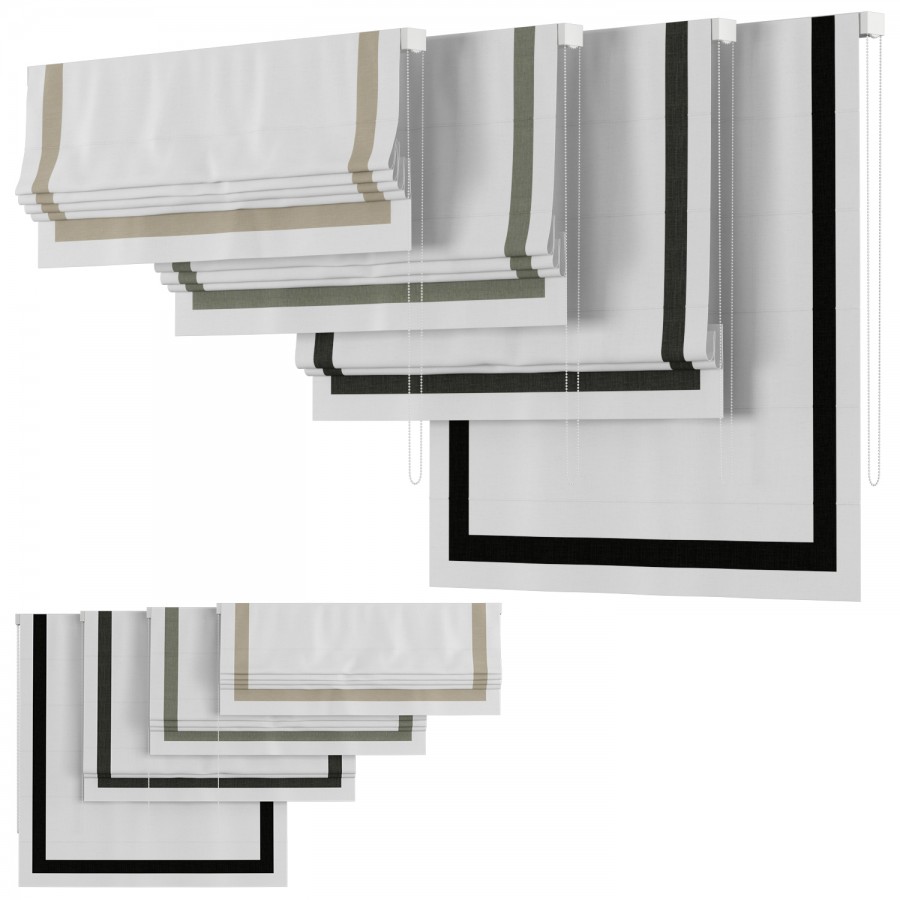 Roman Curtains 122 | Colored Trim Roman Shades 3D Model for VRay ...