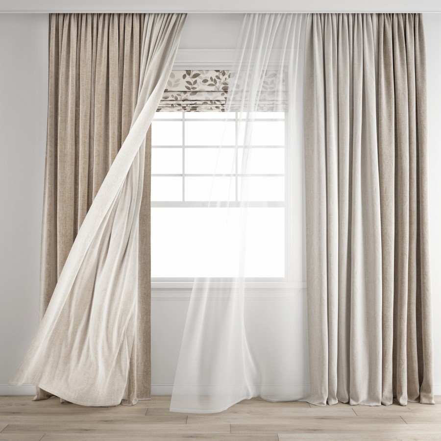Curtain 345/wind Blowing Effect 8 - 3D Model for VRay