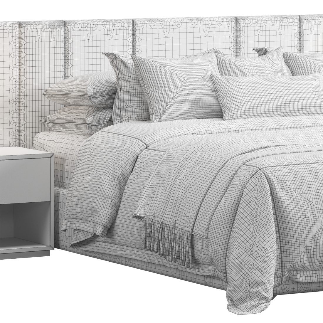 Striped Panels Headboard Bed 3D Model for VRay, VRay | CGMood