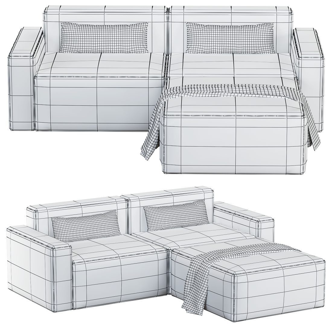 Mix Modular Sectional 3-pc 3D Model for Corona | CGMood