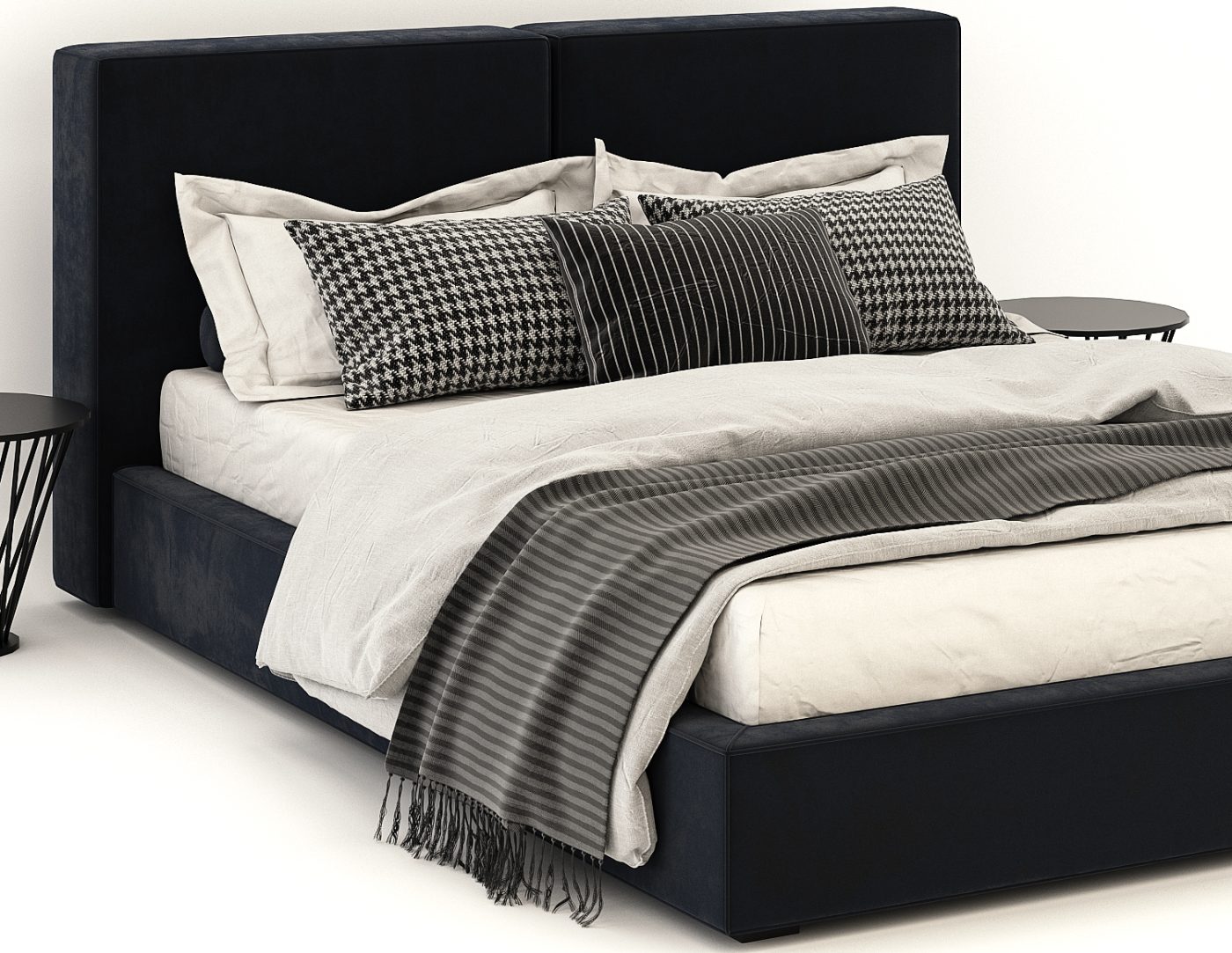 Black Velvet Bed - 3D Model for VRay, Corona