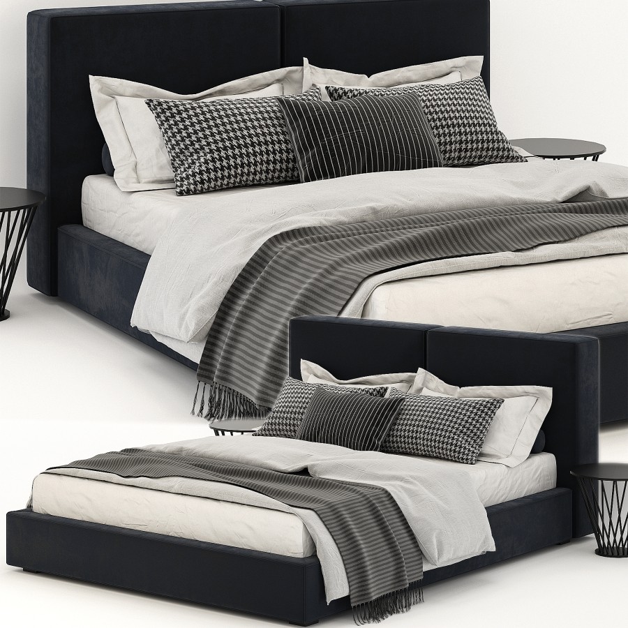 Black Velvet Bed - 3D Model for VRay, Corona