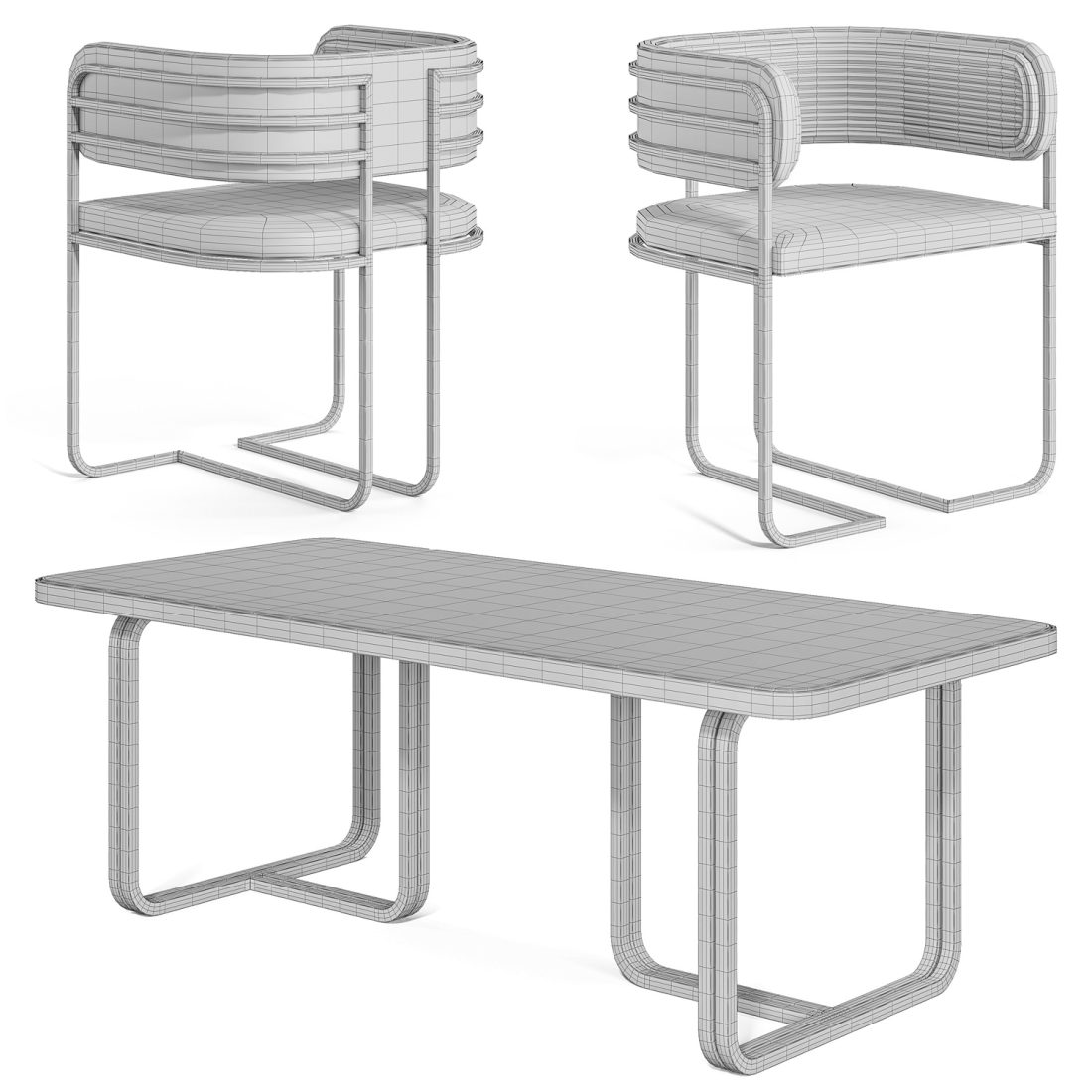 Dining Table And Chair Zebrano Diego 3D Model for Corona | CGMood