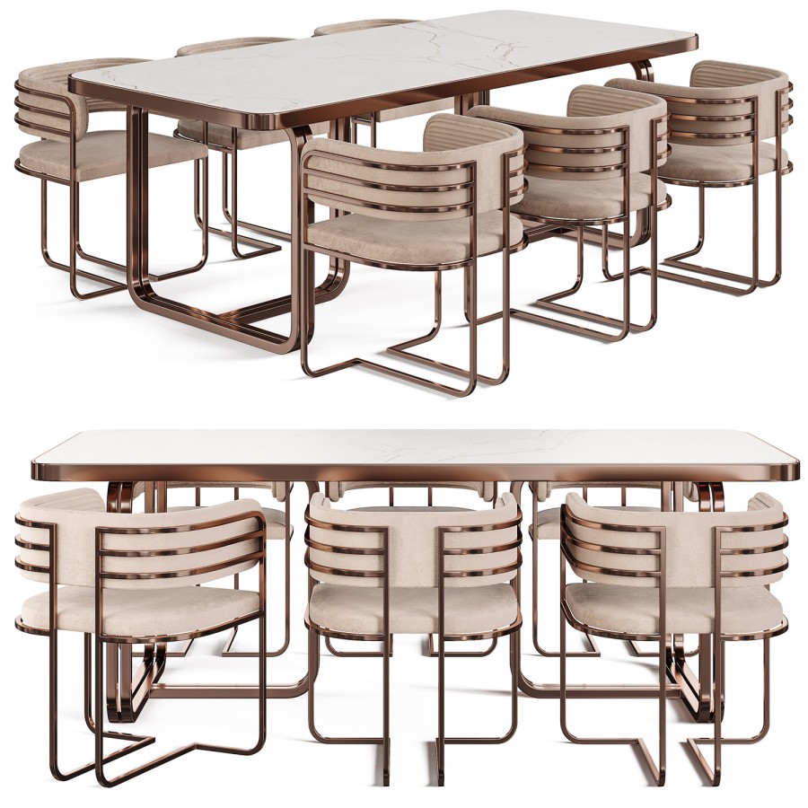 Dining Table And Chair Zebrano Diego - 3D Model for Corona