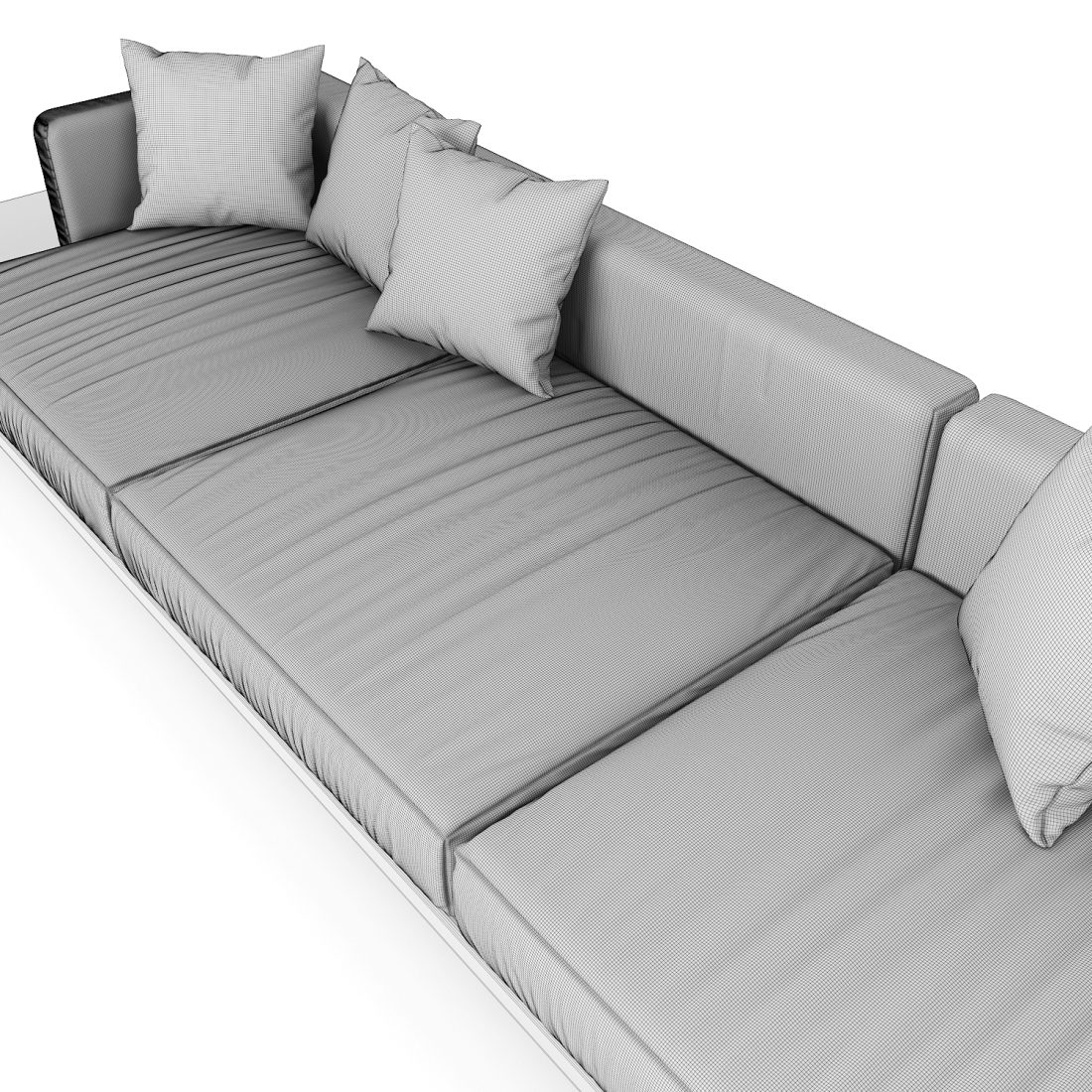 Velvet Ivory Sofa - 3D Model for VRay, Corona
