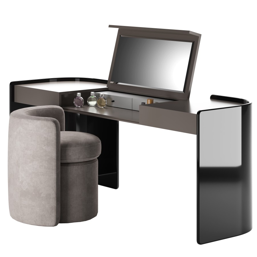 Modern Make Up Table With Pouf - 3D Model for Corona