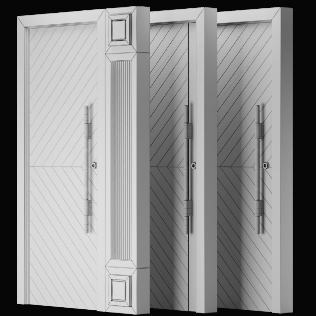 Modern Door Set 02 - 3D Model for VRay, Corona