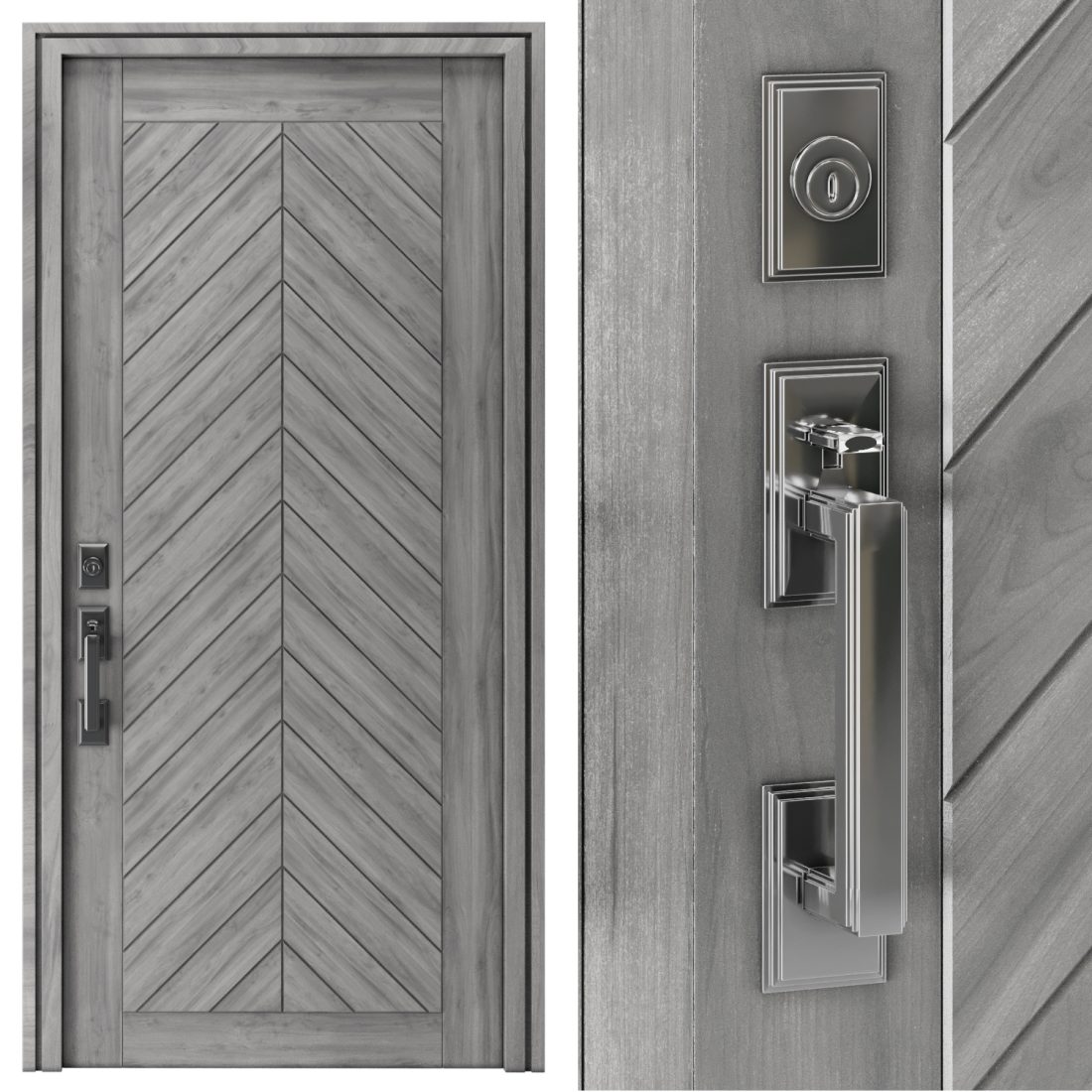 Modern Door Set 03 - 3D Model for VRay, Corona
