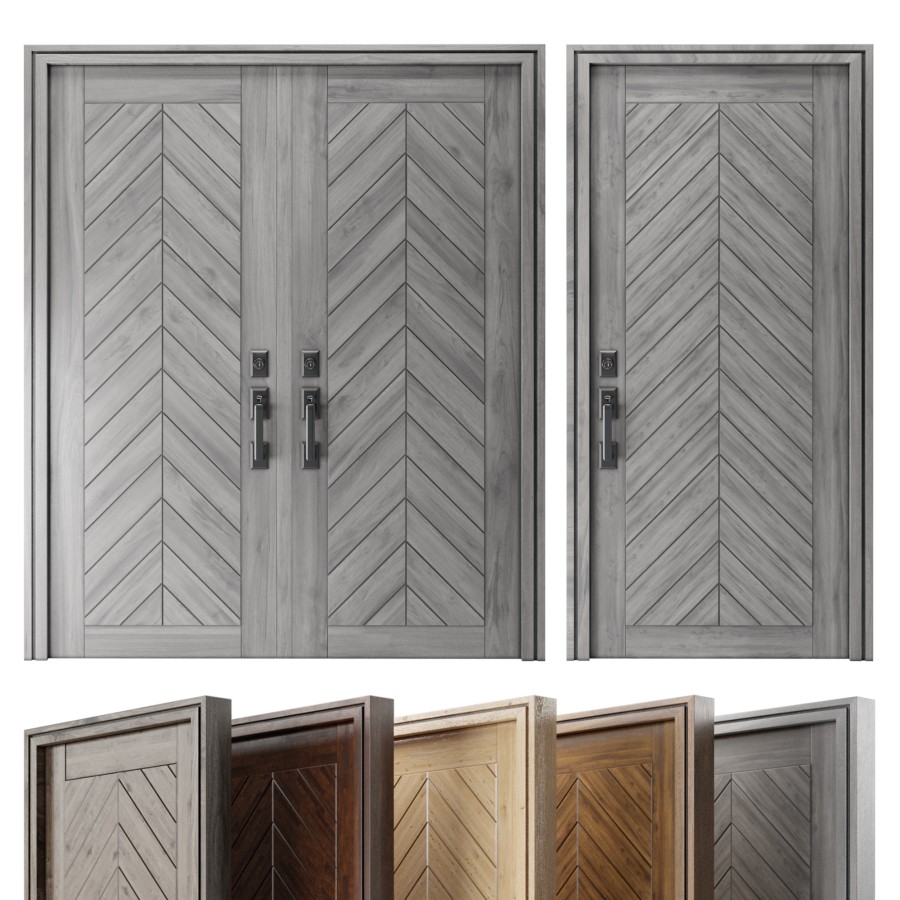 Modern Door Set 03 - 3D Model for VRay, Corona