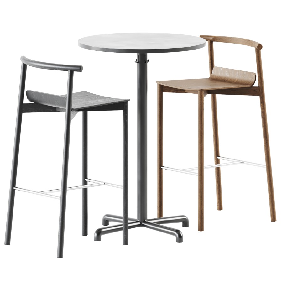 Ikea Stensele High Round Table And Wox Bar Stool B - 3D Model for Corona