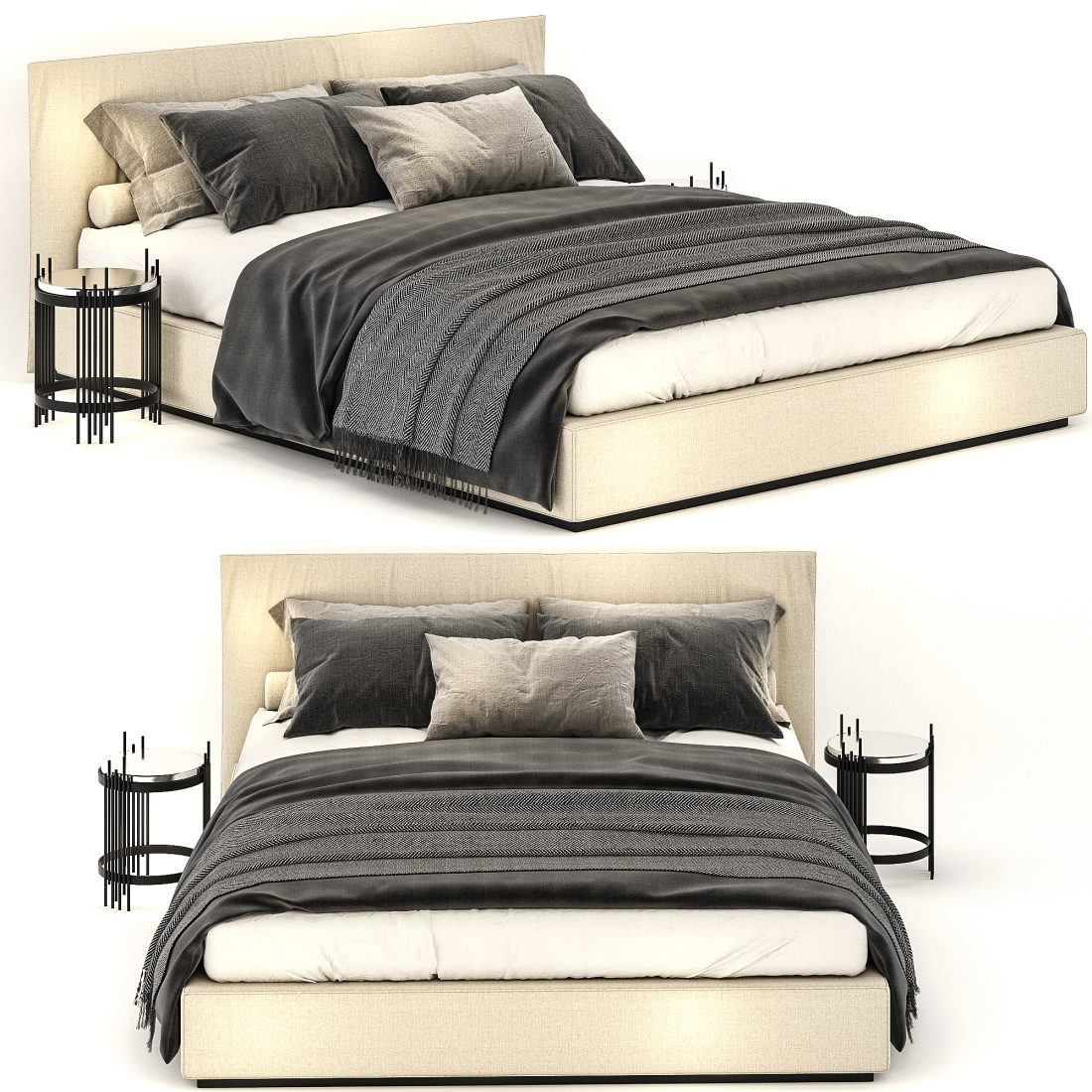 Meridiani Scott Bed - 3D Model for VRay, Corona