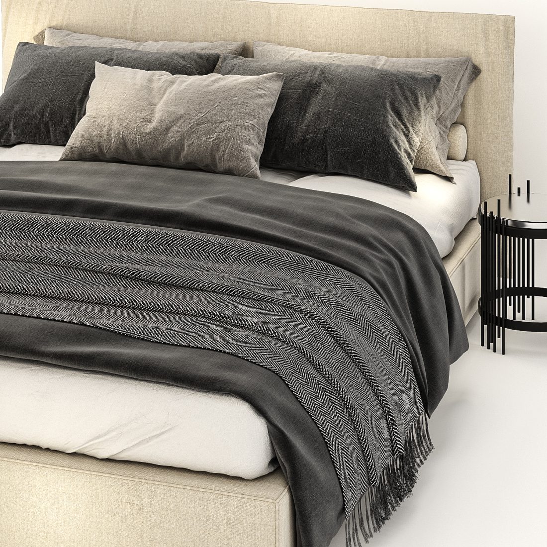 Meridiani Scott Bed - 3D Model for VRay, Corona