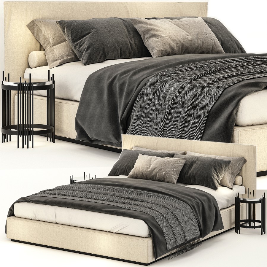 Meridiani Scott Bed - 3D Model for VRay, Corona