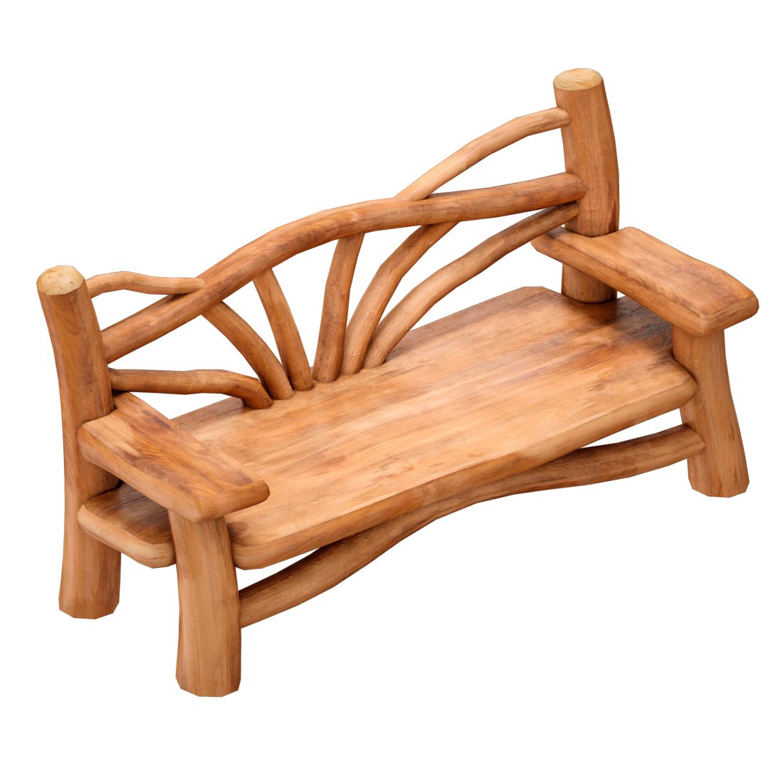 Wooden Bench Made Of Logs And Branches - 3D Model for FStorm, VRay, Corona