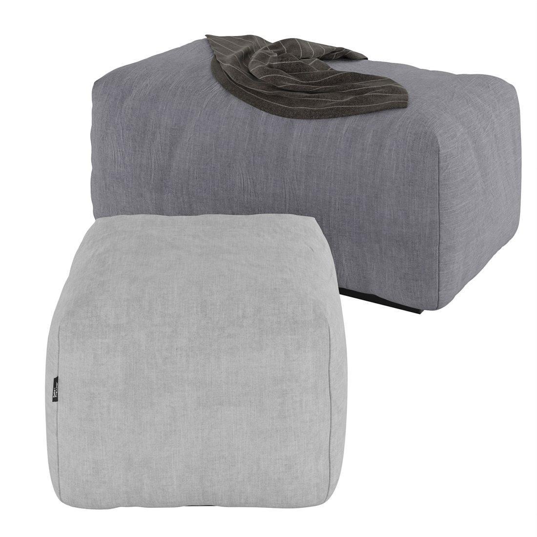 Pouf Cube Liso - 3D Model for VRay, Corona