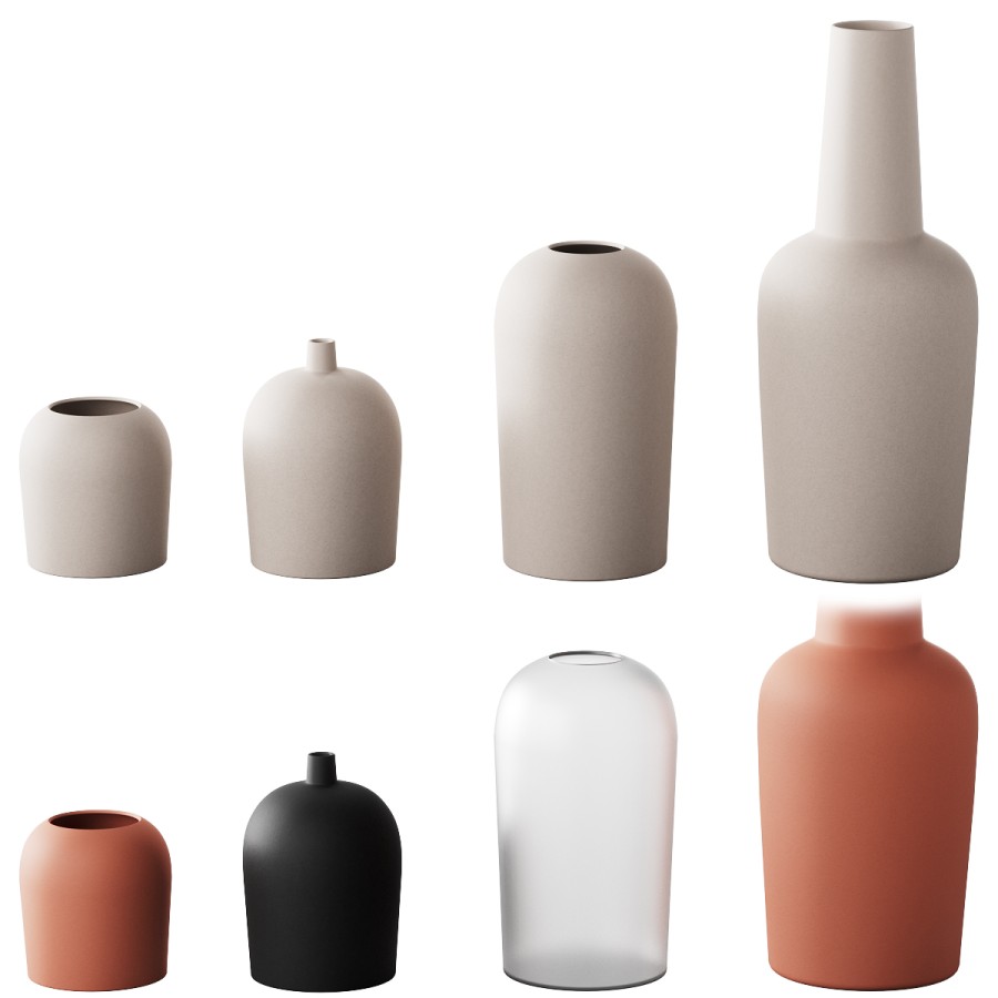 Dome Vase Set By Kristina Dam - 3D Model for VRay, Corona
