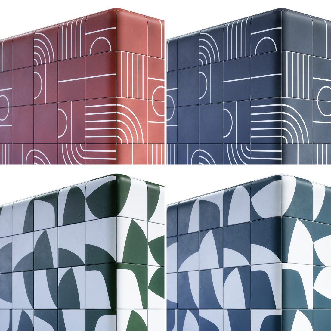Tile 4k Materials A2 - 2 Materials And 4 Colors - 3D Model for VRay, Corona