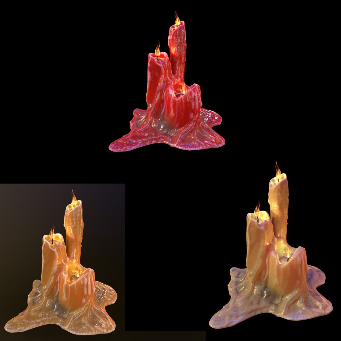 Set Of Candles - 3D Model for