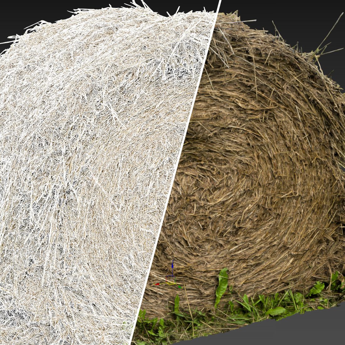 Round Bale Of Hay - 3D Model for VRay, Corona