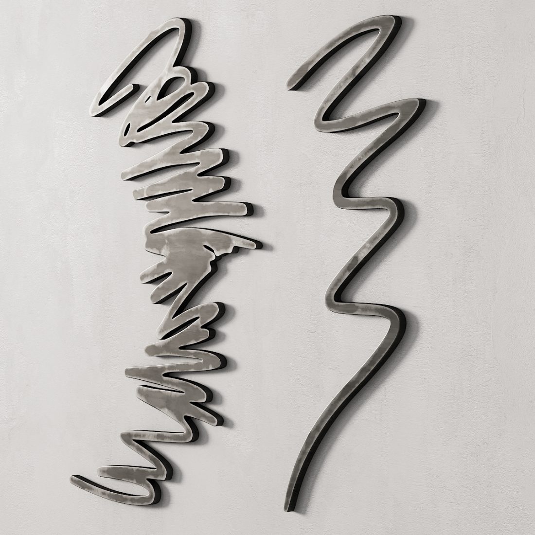 274 Decorative Wall Art 06 Wall Ink Sculptures - 3D Model for VRay, Corona
